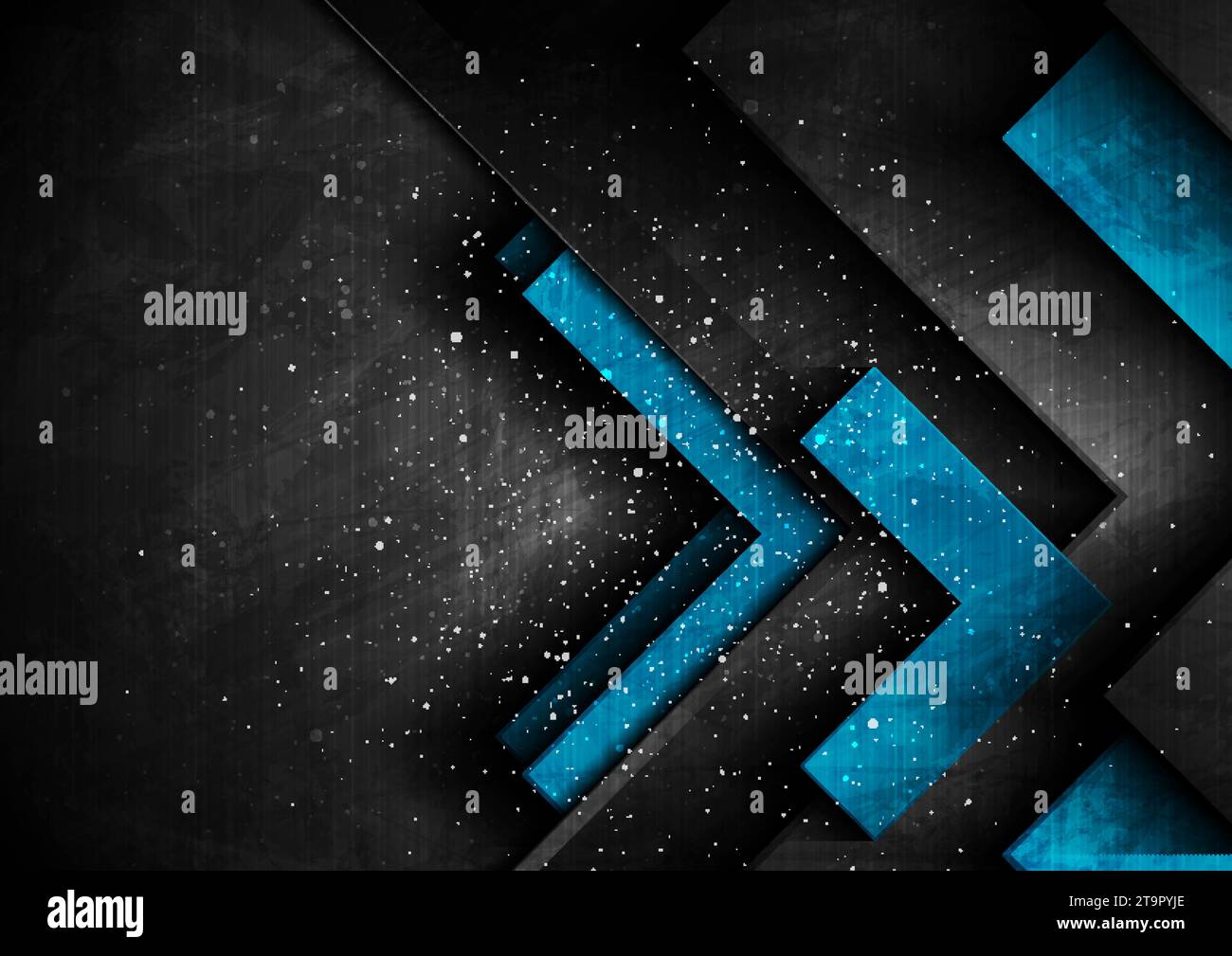 Blue and black tech arrows abstract geometric grunge background with ...