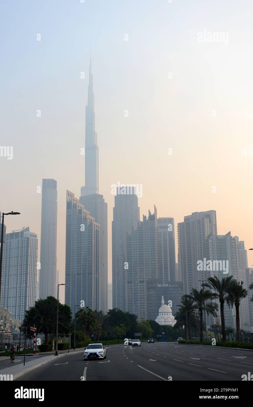 The Burj Khalifa tower seen from Business Bay in Dubai, United Arab ...