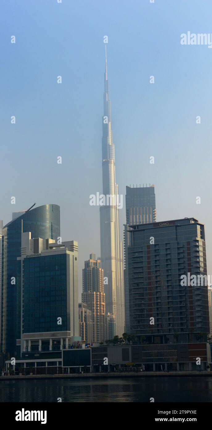 The Burj Khalifa tower seen from Business Bay in Dubai, United Arab ...