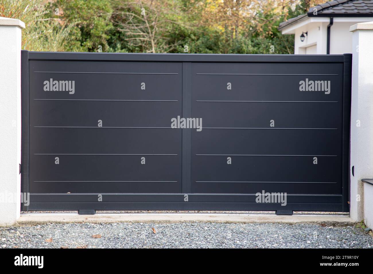 modern sliding dark gray gate high aluminum portal facade grey door ...