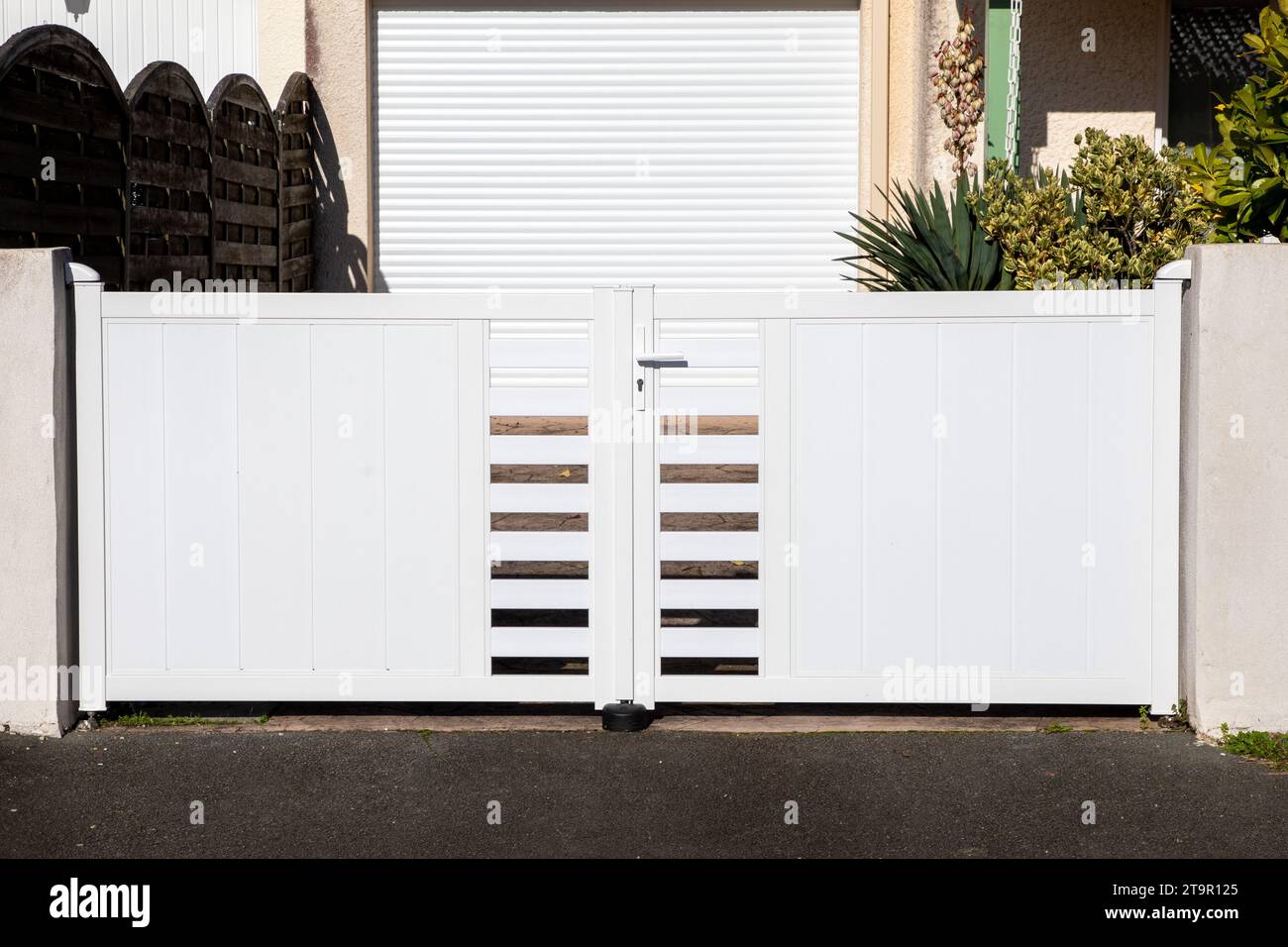 white classic double portal home metal door pvc plastic gate of facade ...