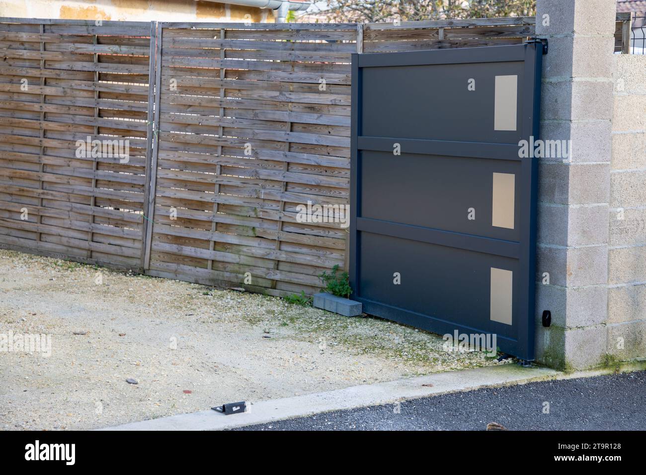 grey aluminum modern open high gate home gray modern portal of suburb ...