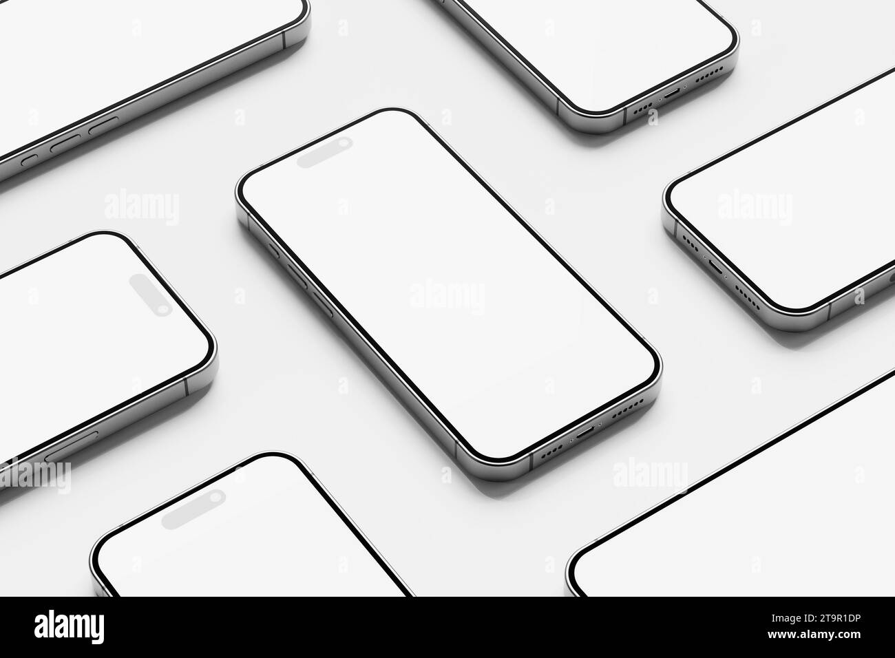 Iphone 15 and 15 Pro and 15 Pro Max White Blank 3D Rendering Mockup Stock Photo - Alamy