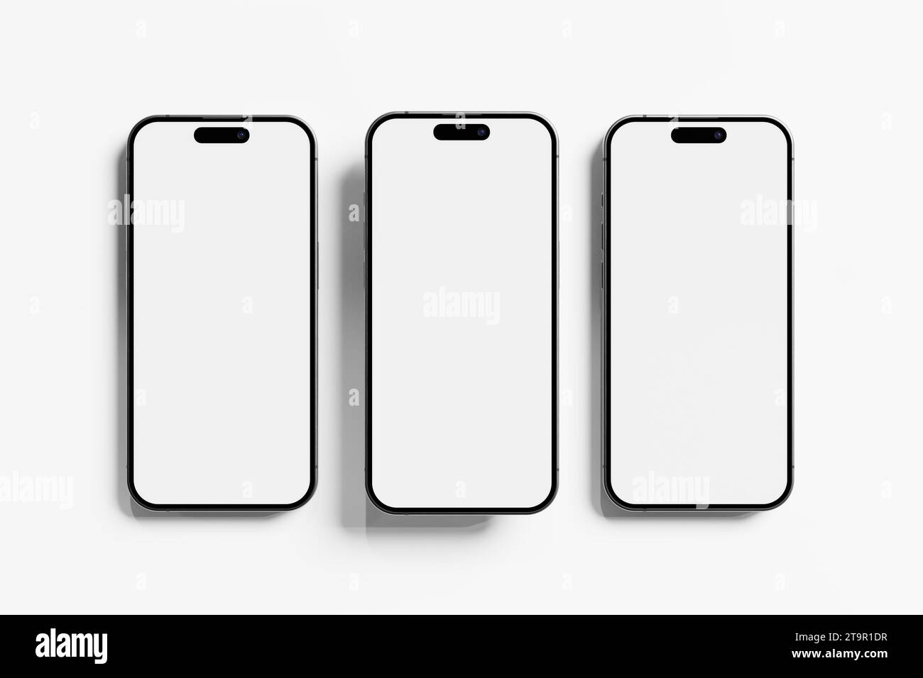 Iphone 15 and 15 Pro and 15 Pro Max White Blank 3D Rendering Mockup ...