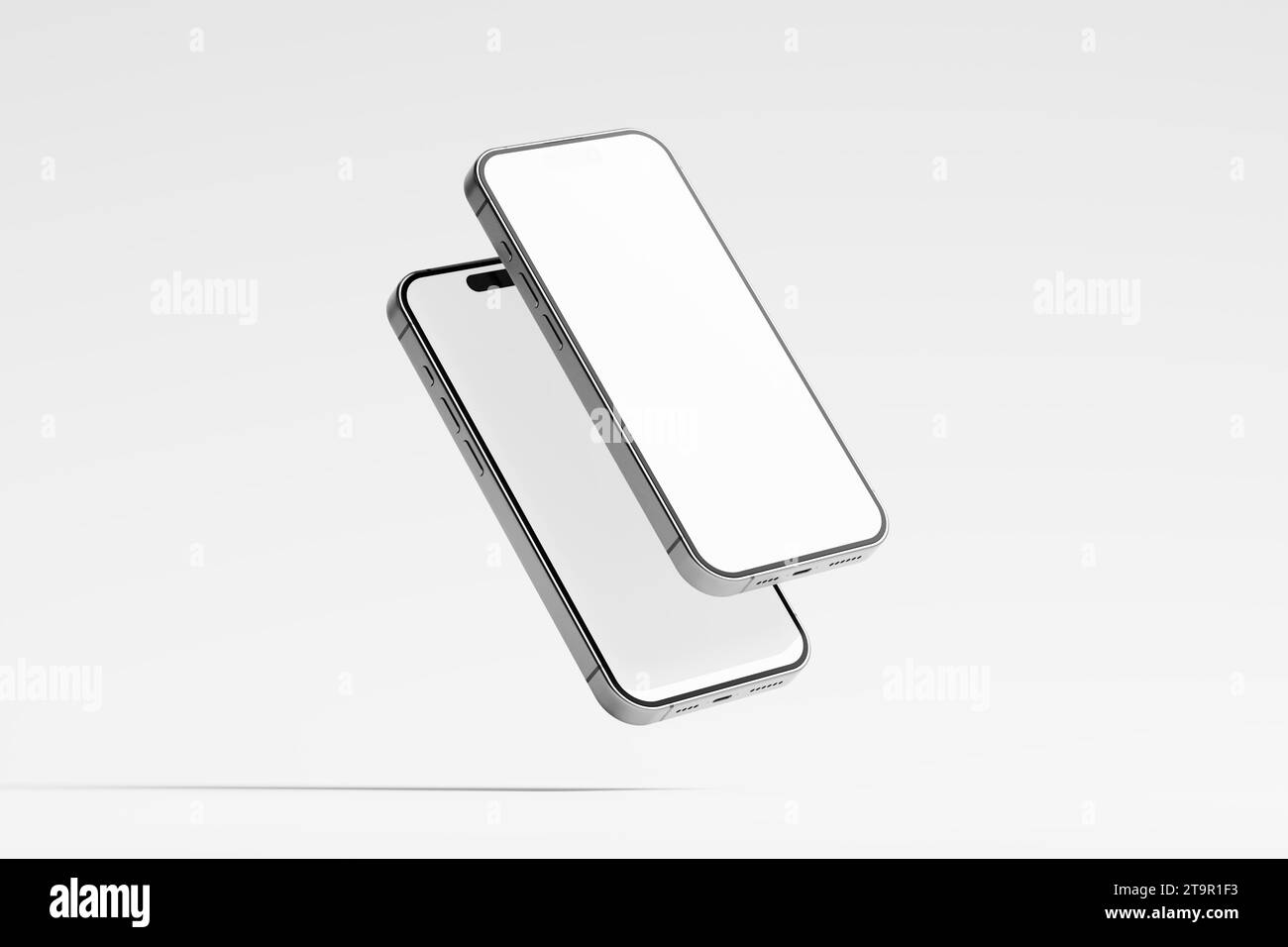 Iphone 15 and 15 Pro and 15 Pro Max White Blank 3D Rendering Mockup Stock Photo - Alamy