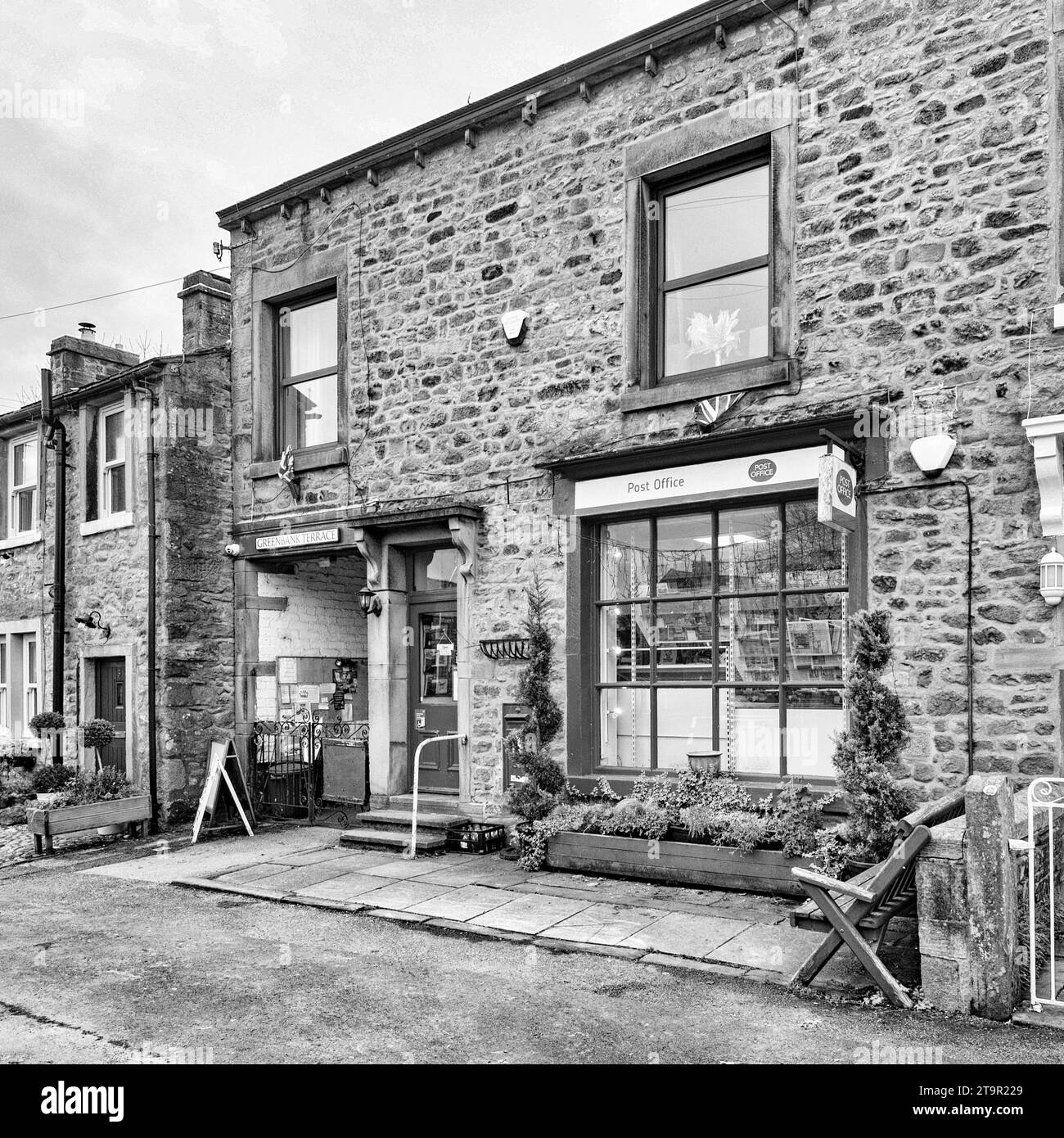 Black and white image long preston post office hi-res stock photography ...
