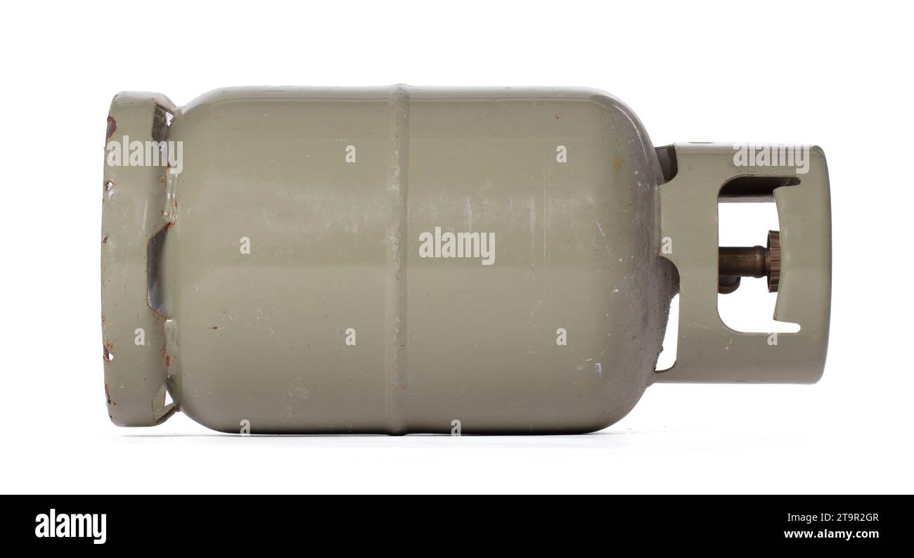 Large green gas cannister, isolated on white Stock Photo - Alamy