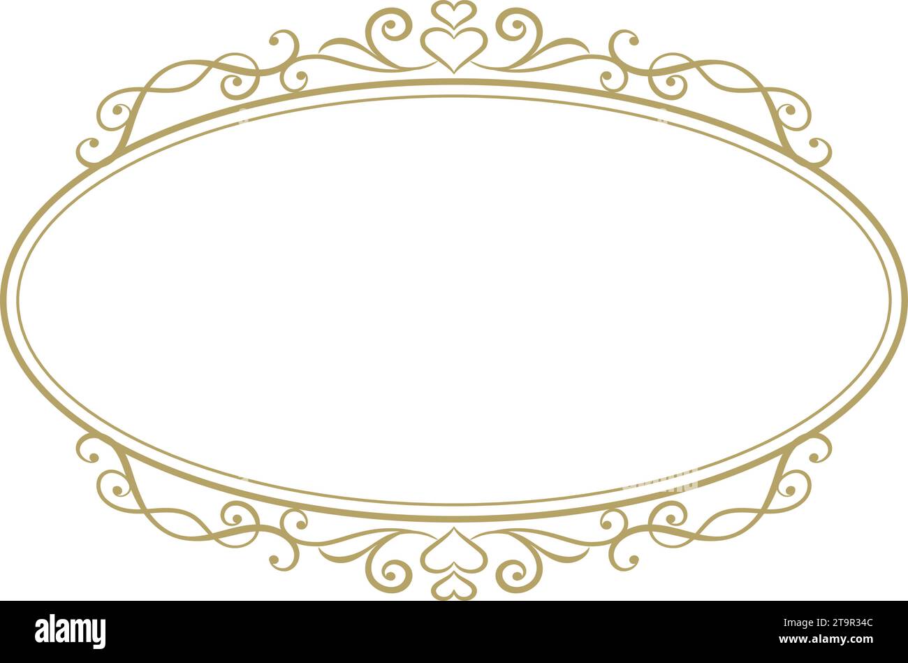 Elegant gold oval decorative frame with heart symbol Stock Vector Image ...