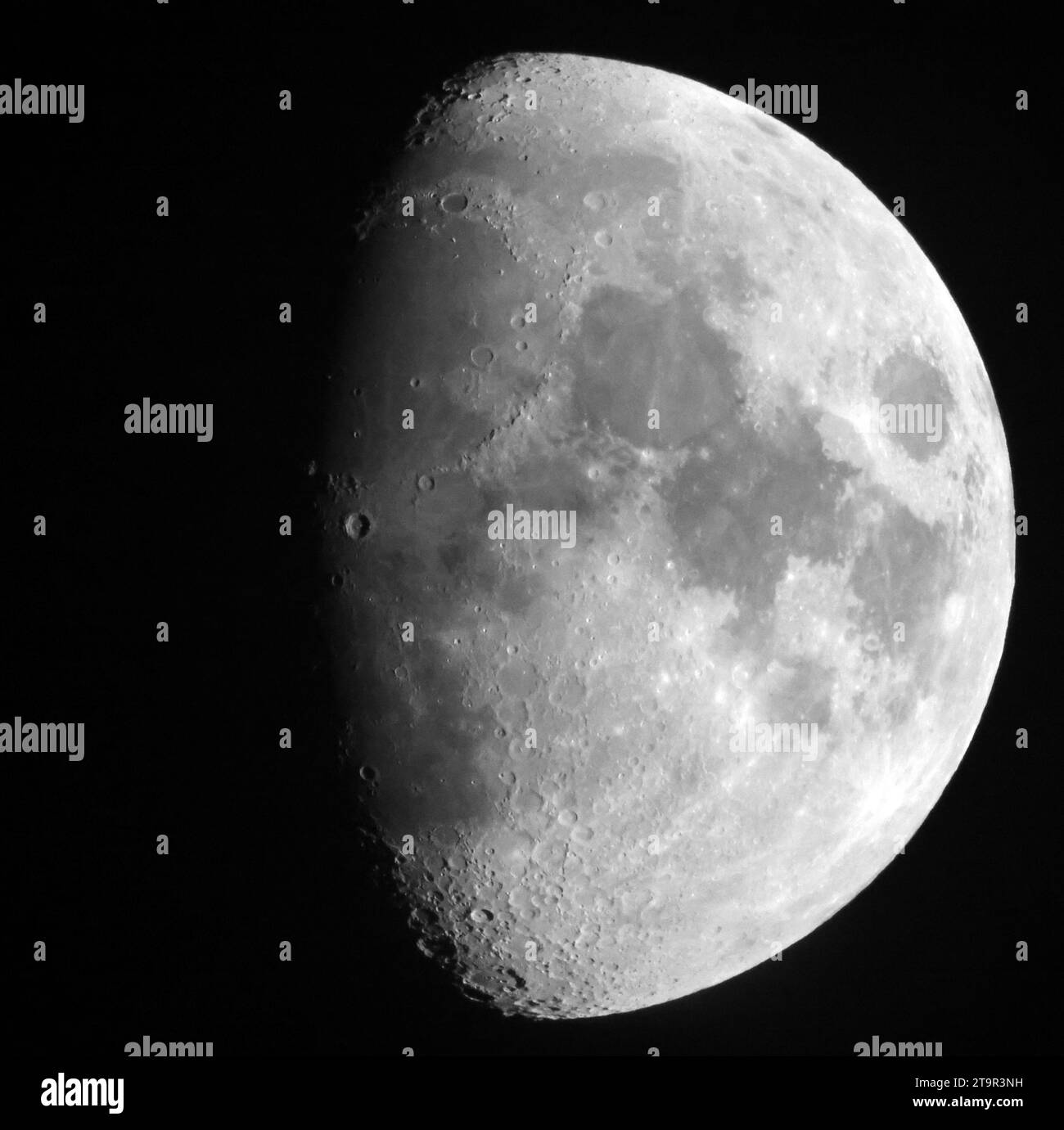 A stunning view of the large gray moon captured in a black sky Stock ...