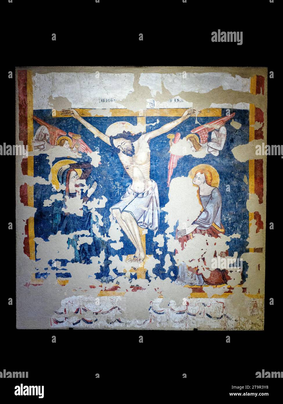 Crucifixion by unknown Franco-Catalan painter, fresco, second half of the 14th century ...