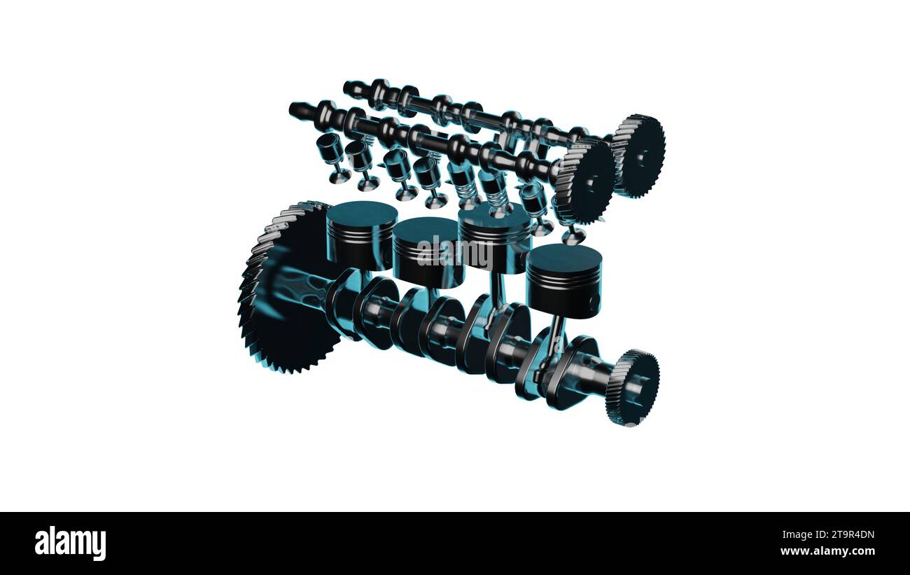 Close up detailed fully textured 3D render over white background of ...