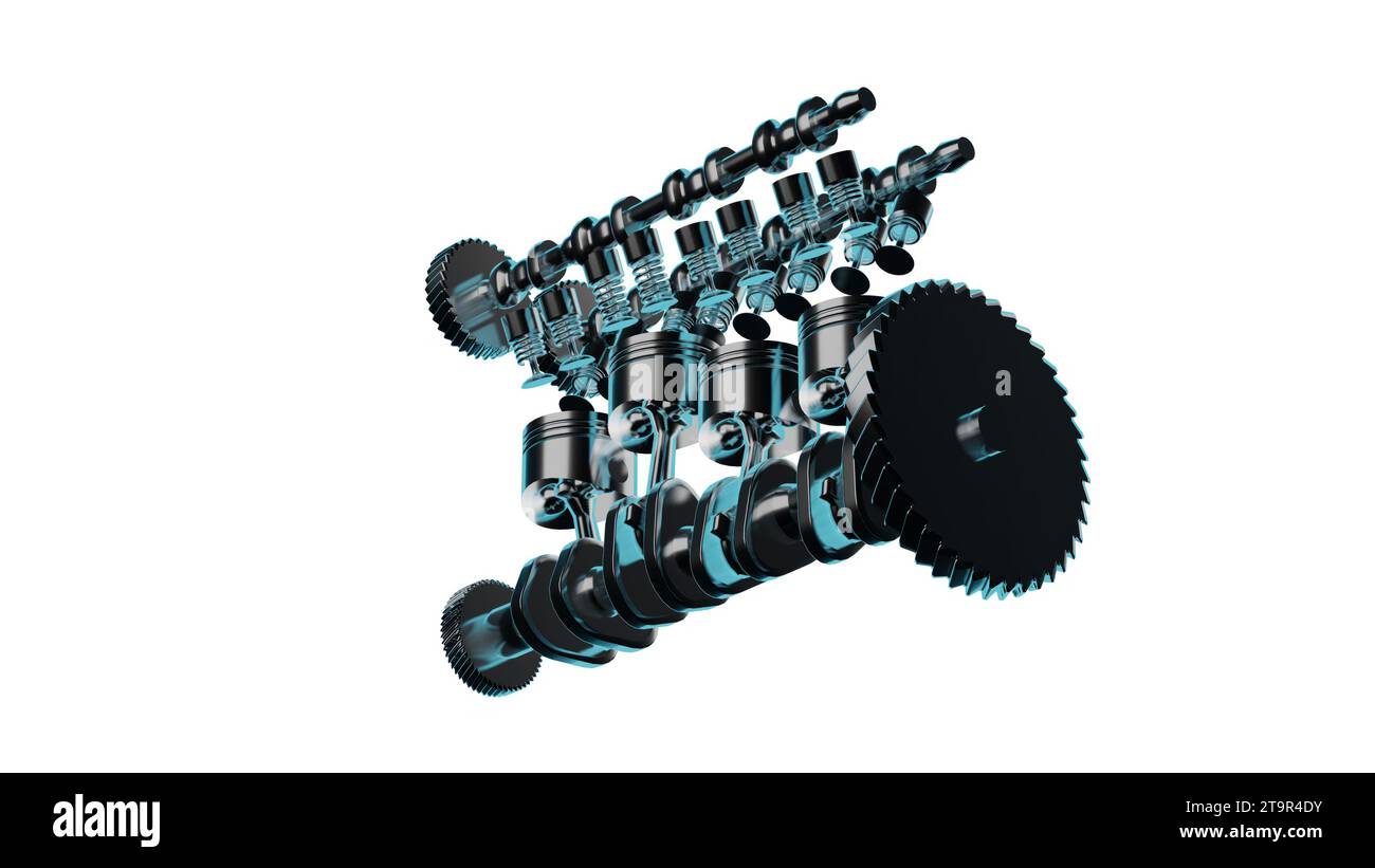 Close up detailed fully textured 3D render over white background of ...