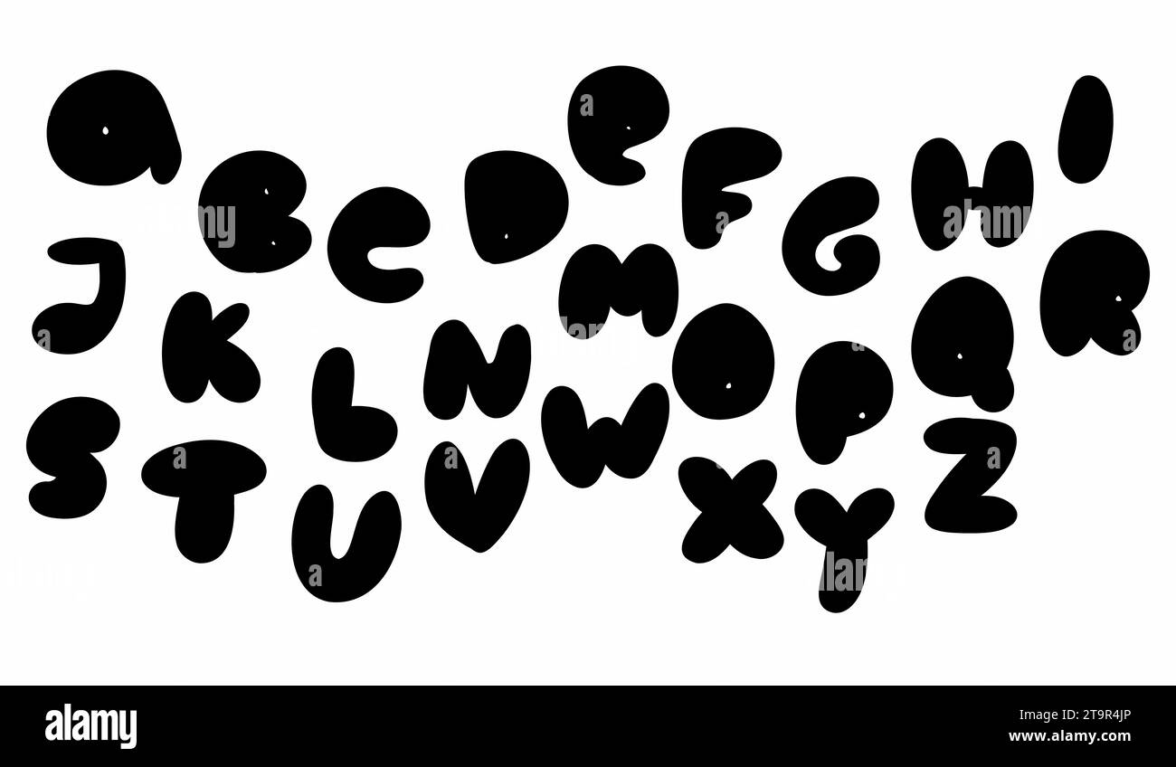 Lowercase bubble black english latin abc alphabet font A to Z ...