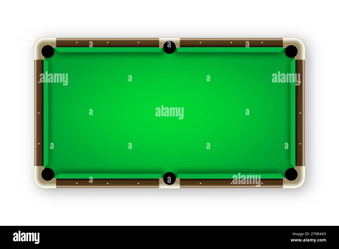 Green billiards table, top view. Snooker or pool sports equipment ...