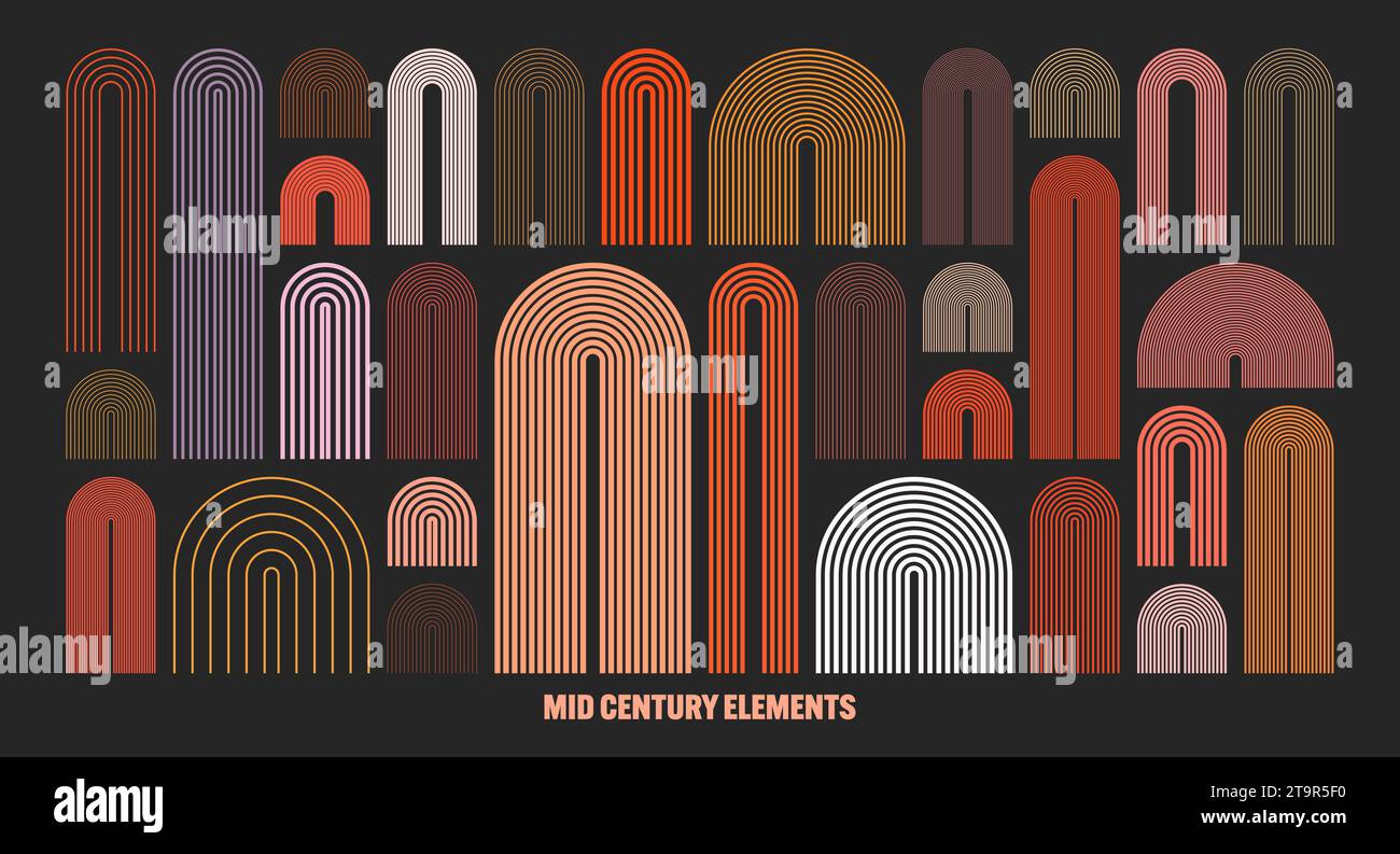 Mid century arch elements, modern geometric shapes. Contemporary design ...