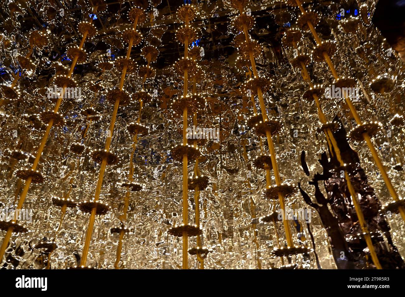 Th light of the lamp decoration in the Puja Pandal of the Bengali big ...