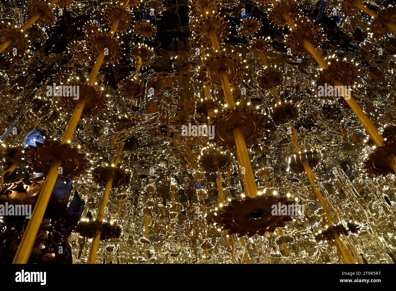 Th light of the lamp decoration in the Puja Pandal of the Bengali big ...