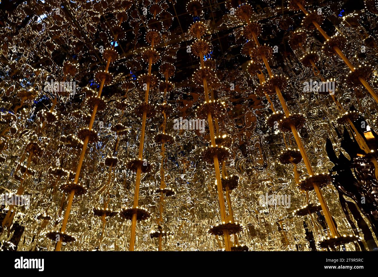 Th light of the lamp decoration in the Puja Pandal of the Bengali big ...