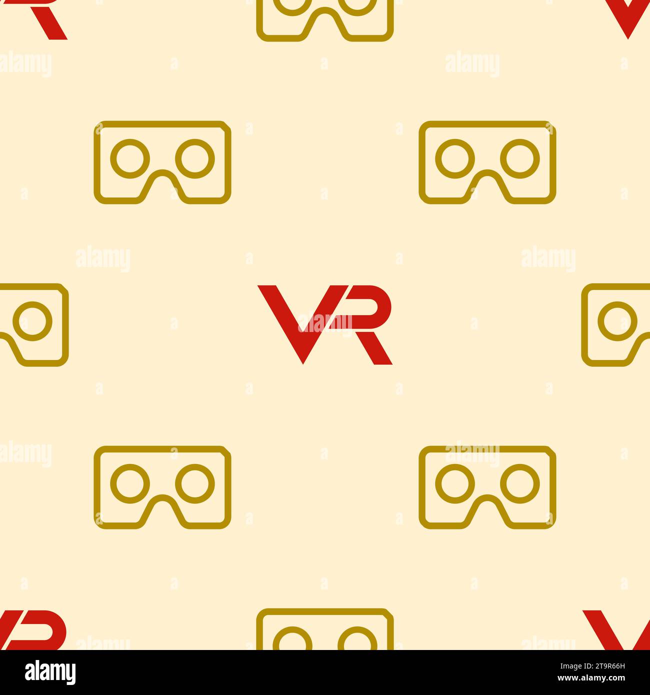 Seamless vector red golden pattern with VR logos. Virtual reality logos ...