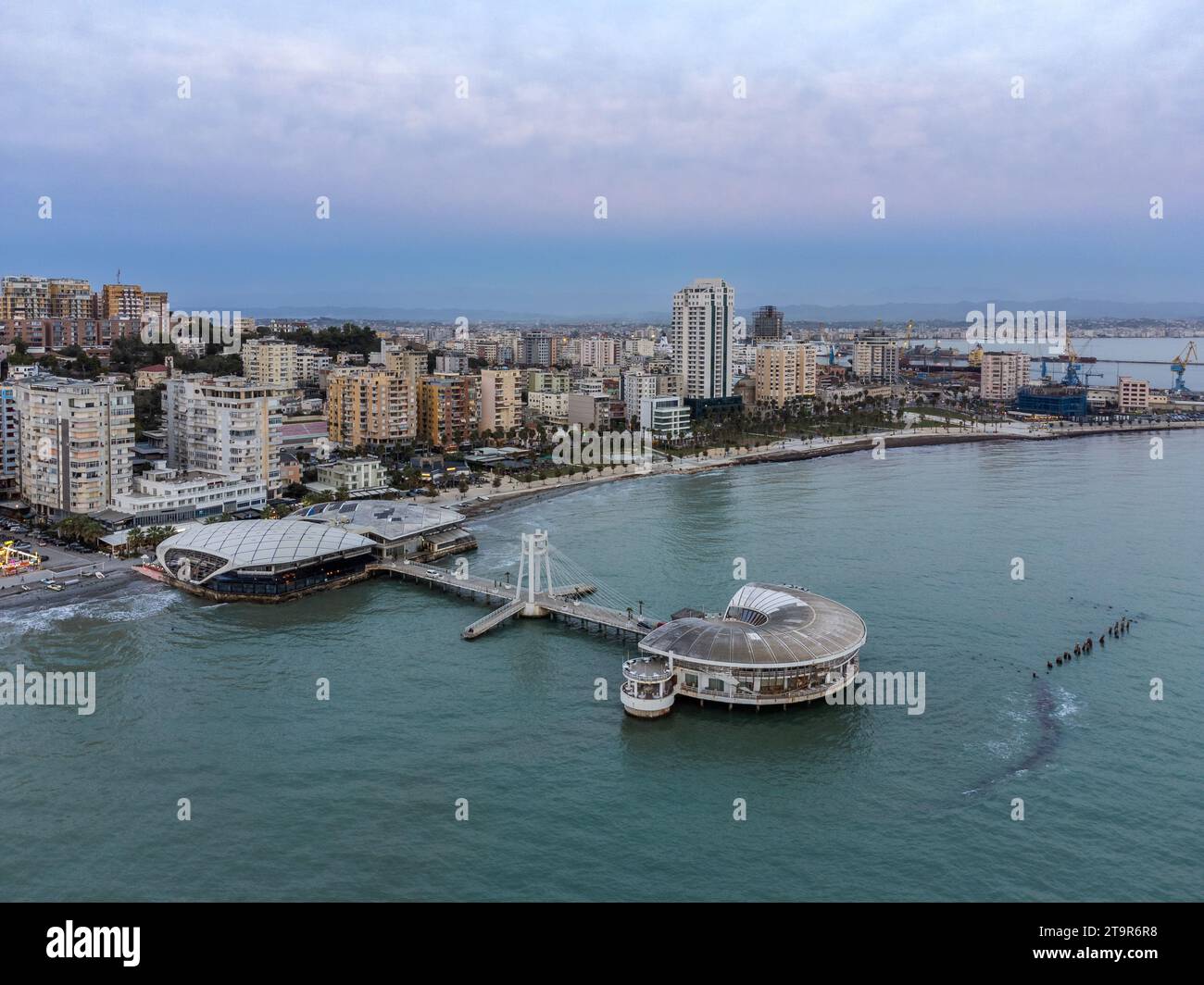 Aerial View of Ventus Harbor at Dusk- Durres, Albania Stock Photo - Alamy