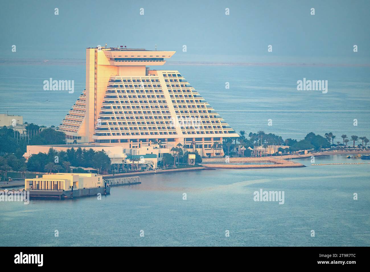 Aerial view of Sheraton Grand Doha Resort from Corniche Waterfront ...