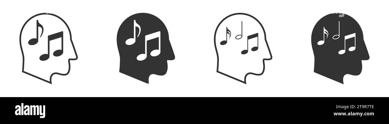 Music notes in the head. Music from brain. Vector illustration Stock ...