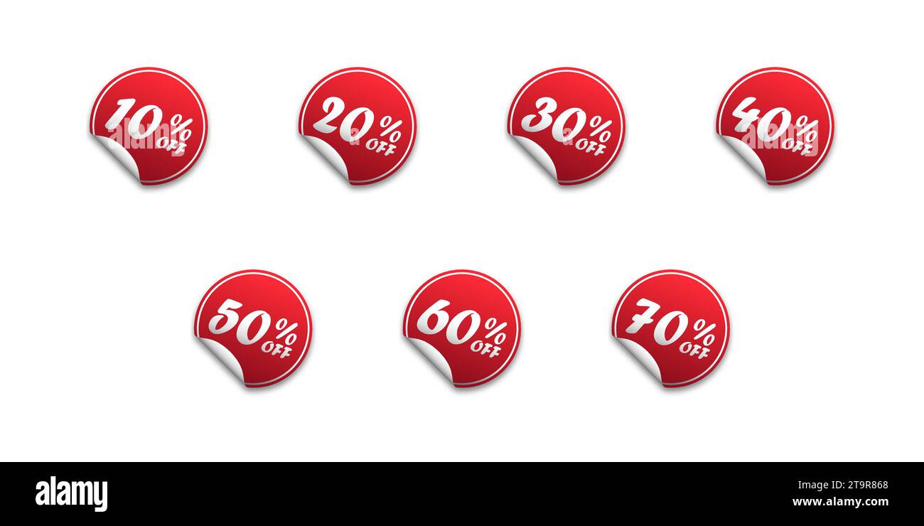 Special offer discount stickers with different sale percentage. Flat ...
