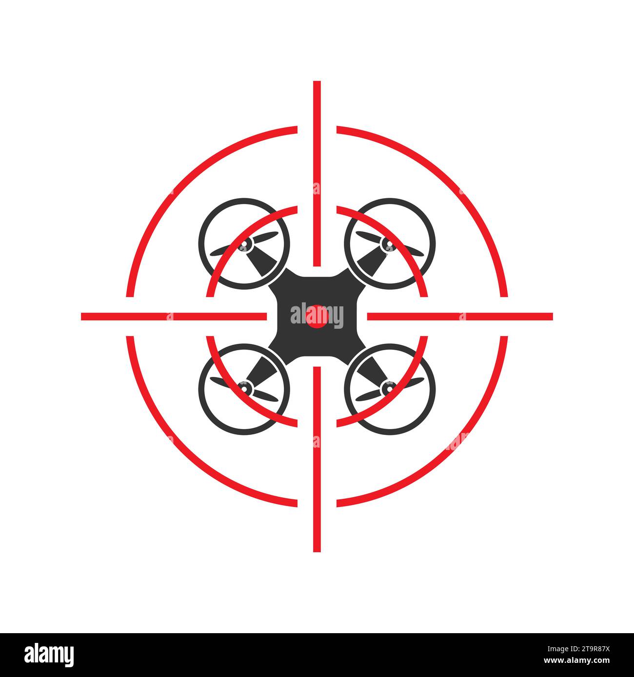 Crosshair icon with a drone. Drone is shot down by gun. Vector ...