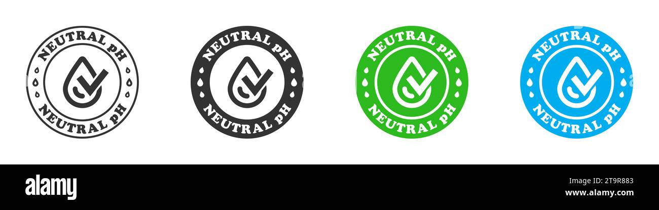 Neutral pH icon. Droplet with a check mark in a circle with lettering ...