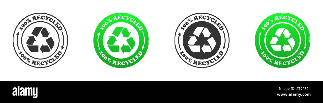 100% recycled icon set. Vector illustration Stock Vector Image & Art ...