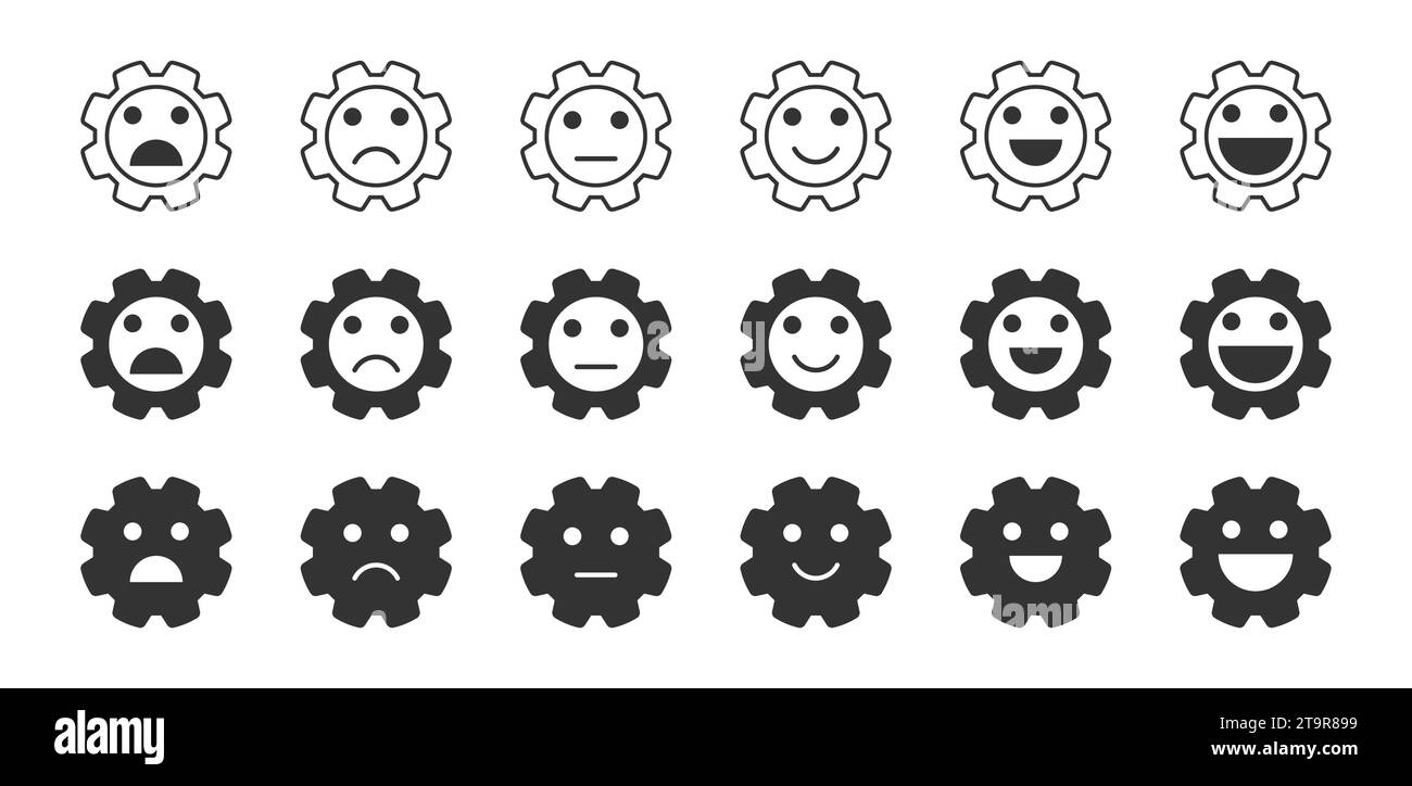 Gear with rating emotion icon set. Vector illustration Stock Vector ...