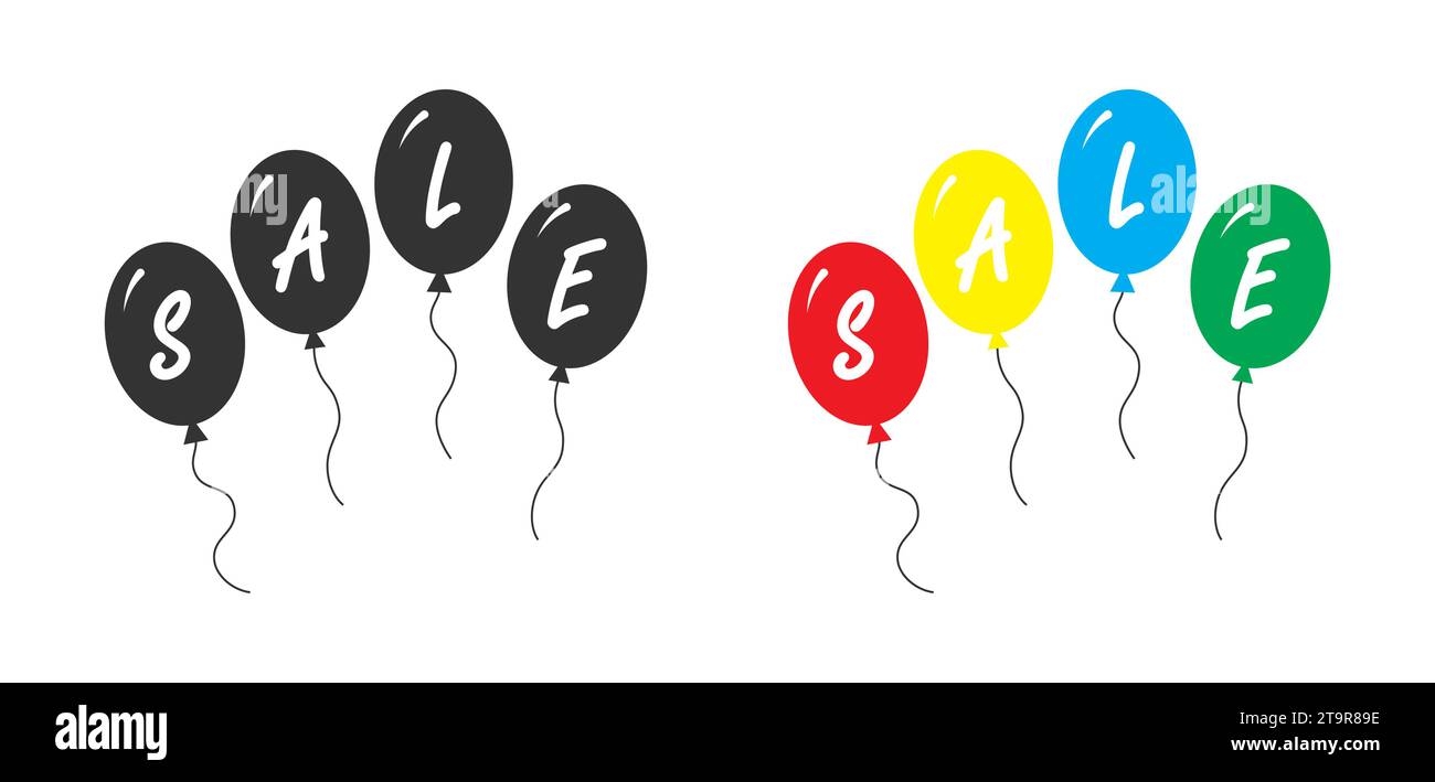 Sale balloon concept of discount. Balloon icons with lettering. Flat ...