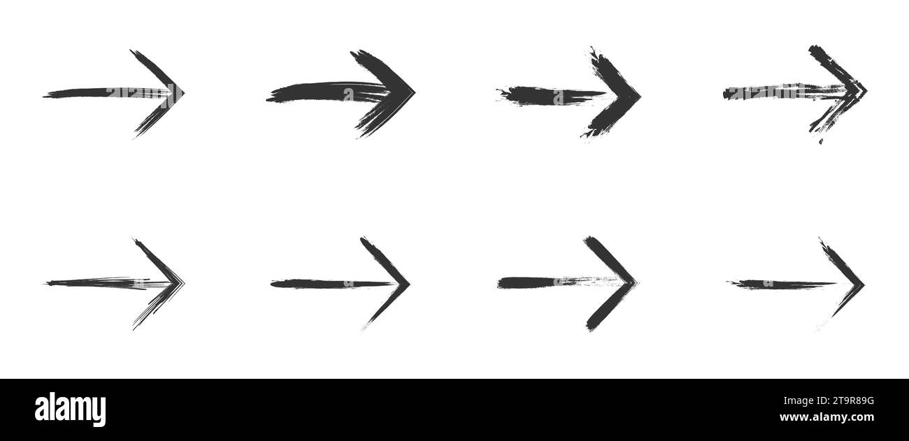 Set of Hand drawn arrows. Grunge texture. Vector illustration Stock ...