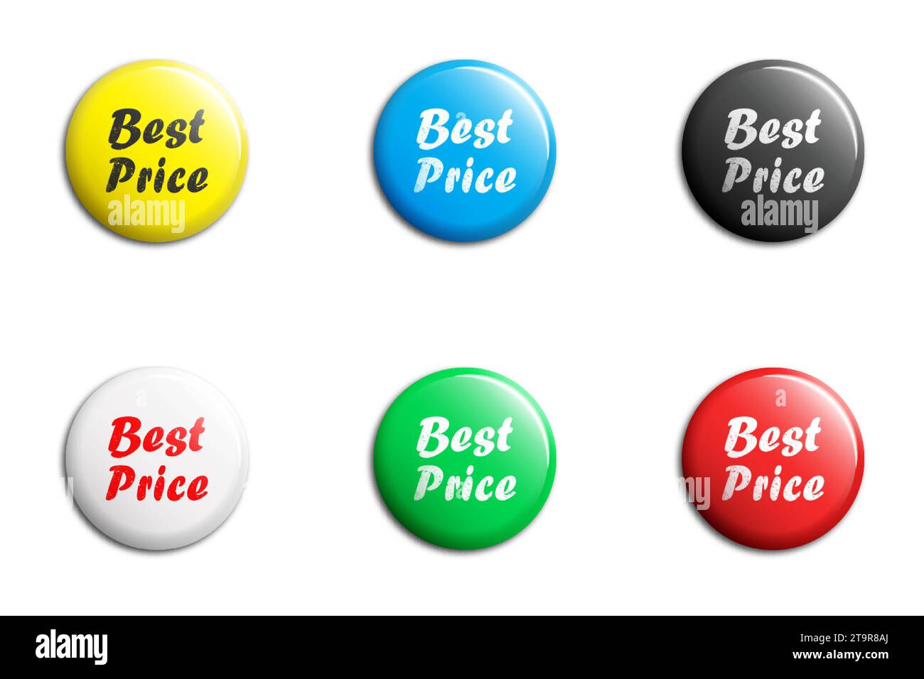 Set of glossy buttons or badges with the inscription: Best price. Flat ...