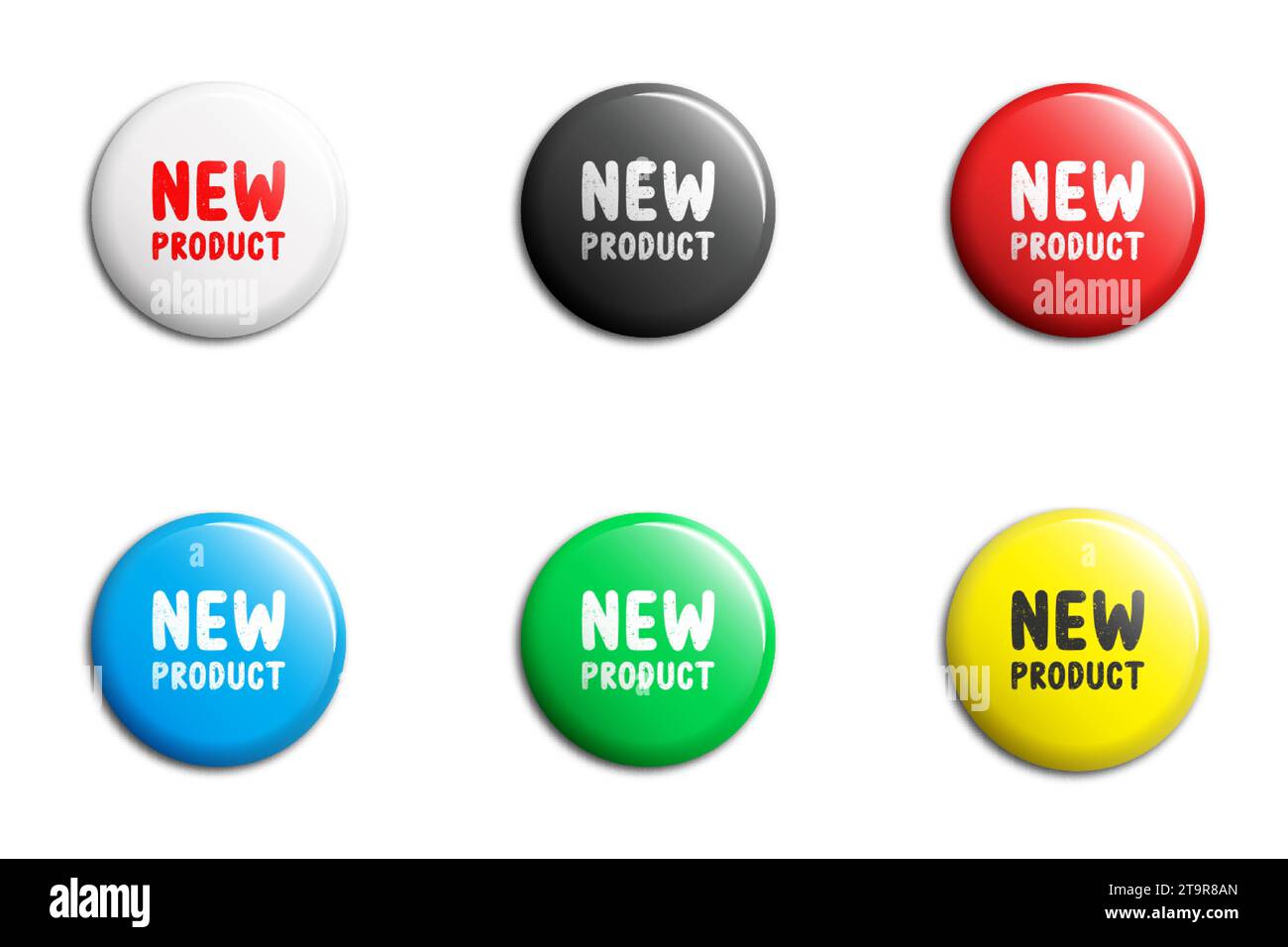 Set of glossy buttons or badges with the inscription: New product. Flat ...