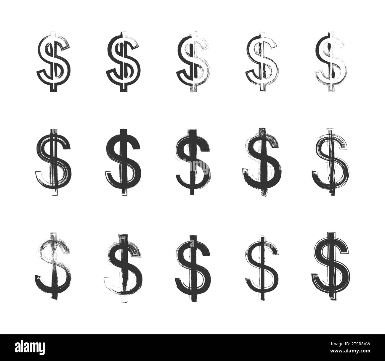 Grunge style dollar sign set. Vector illustration Stock Vector Image ...