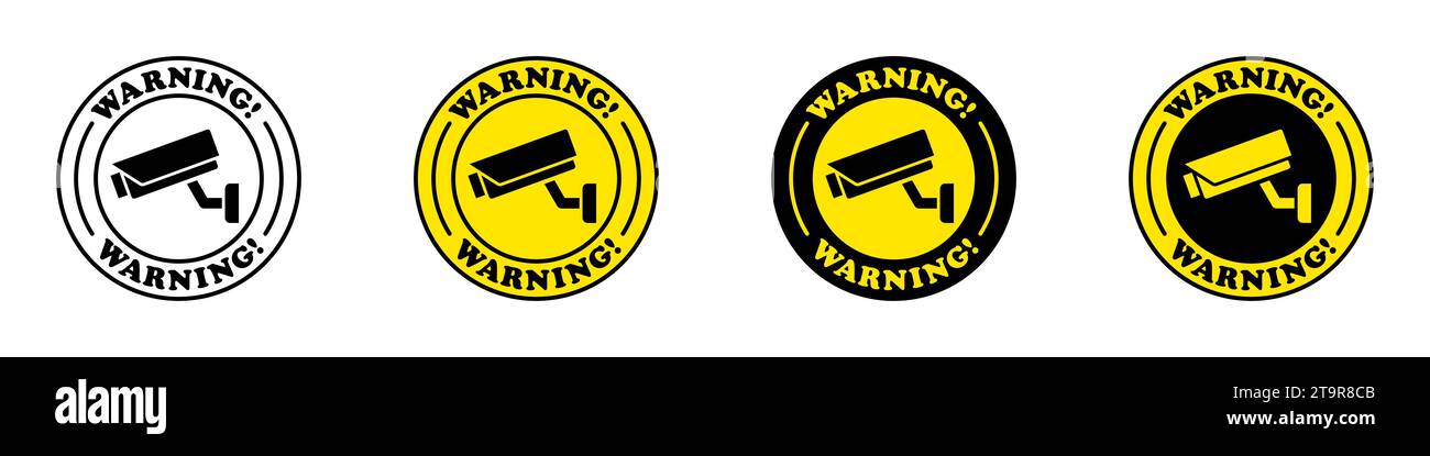 Warning camera sticker set. Vector illustration Stock Vector Image ...
