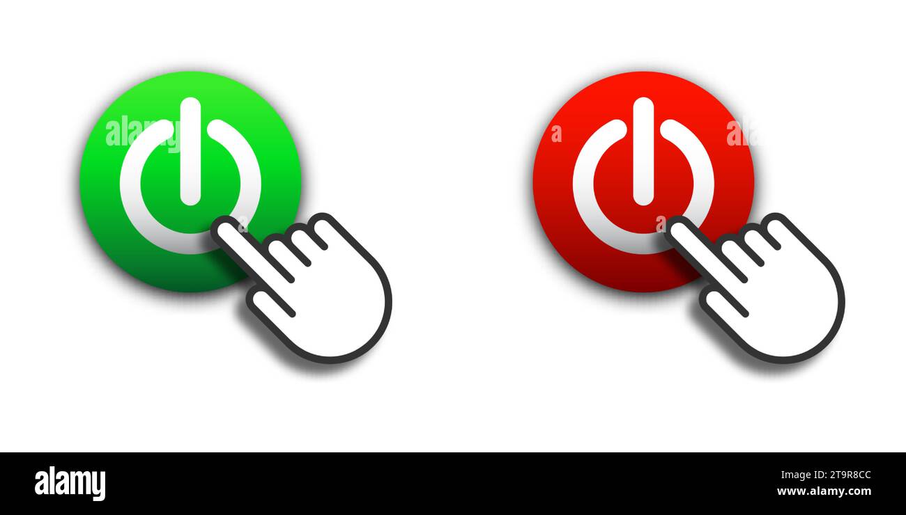 Finger on power button of computer Stock Vector Images - Alamy