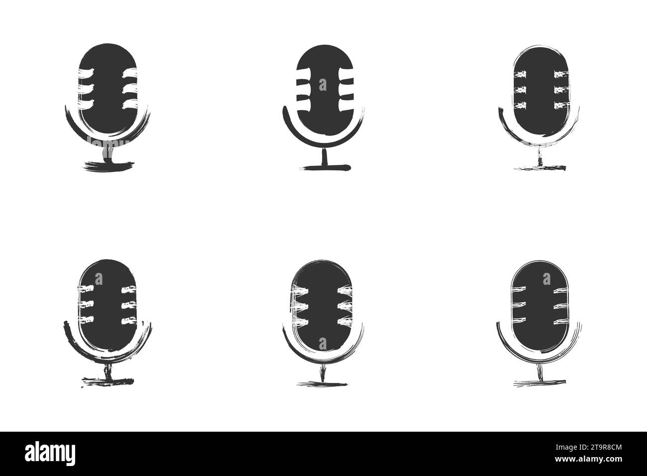 Vintage microphone icon set in grunge style. Vector illustration Stock ...