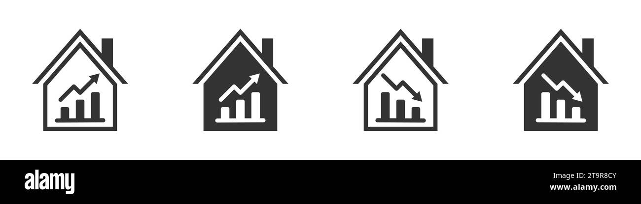 Real estate price chart icon. Residential price graph decreases. Vector ...