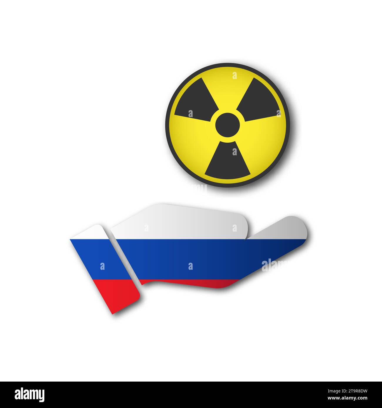 A hand painted in the colors of the flag of the Russian Federation with ...