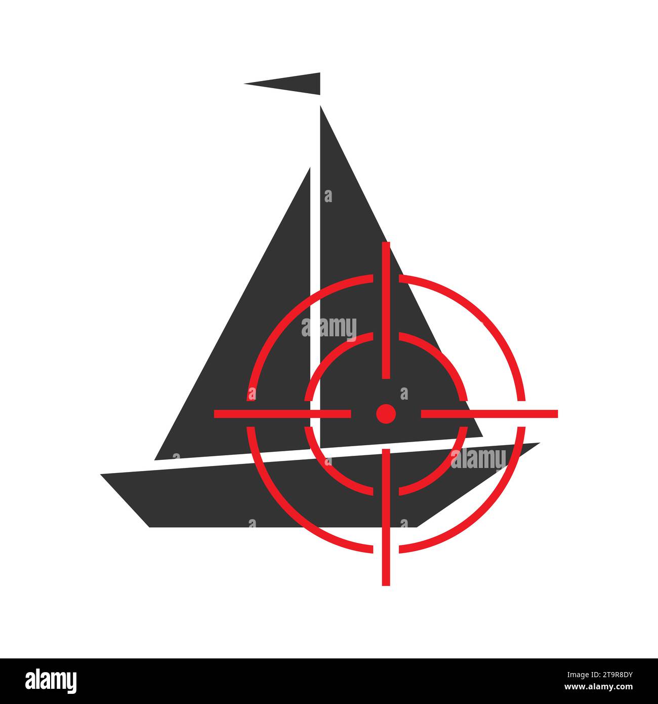 Sailboat at gunpoint icon. Flat vector illustration Stock Vector Image ...