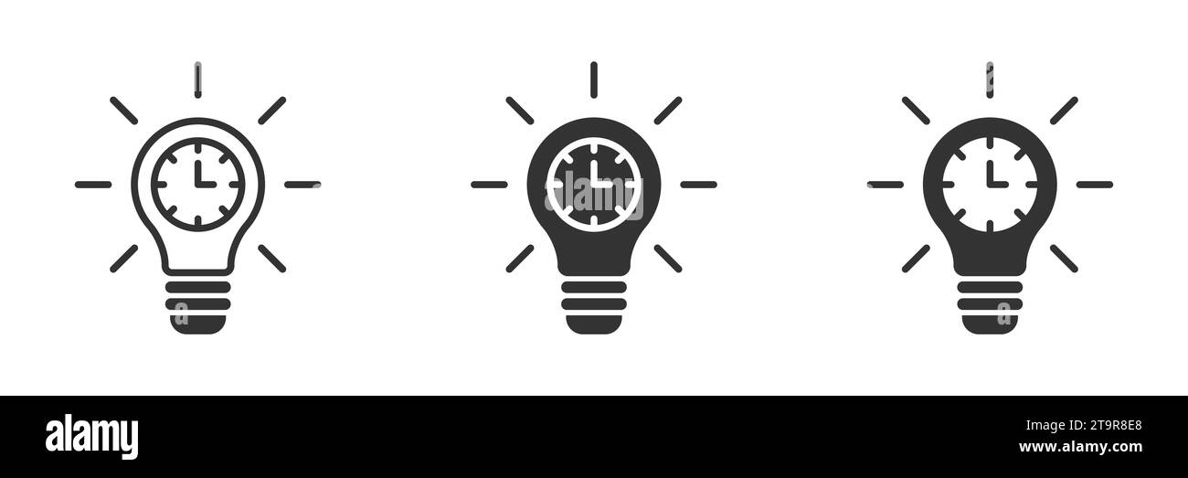 Light bulb and dial inside. Light bulb and clock icon. Vector ...