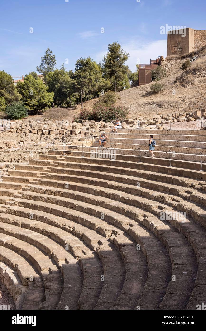 the roman amphitheatre in the old palace and fortress of alcazaba in ...