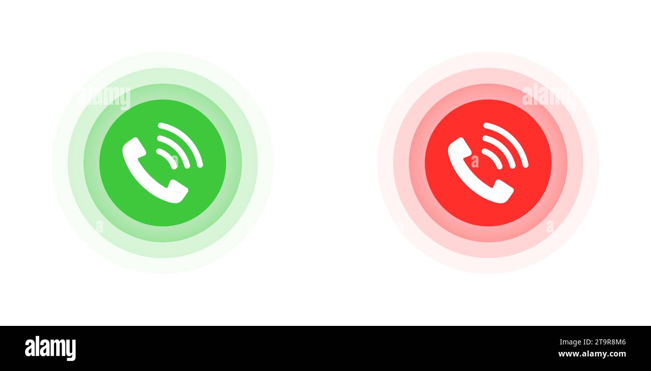Phone icons in green and red circle shape. Flat vector illustration ...