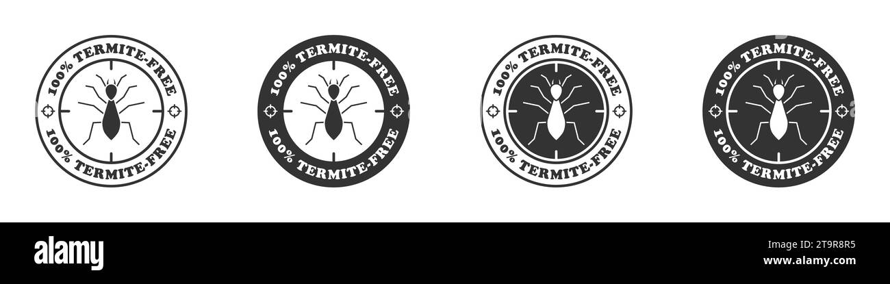 100% termite free icon set. Termite target icon. Vector illustration ...