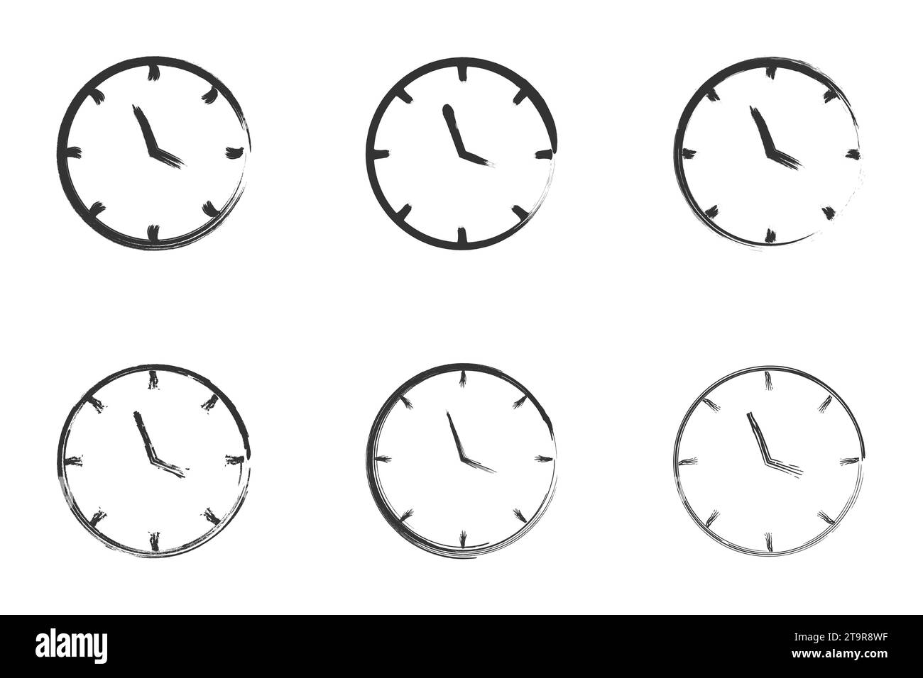 Brush stroke clock icon set. Vector illustration Stock Vector Image ...