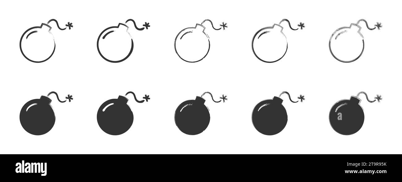 Hand drawn bomb icon set. Vector illustration Stock Vector Image & Art ...