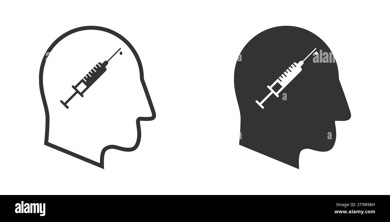 Human head with syringe icon inside. Vector illustration Stock Vector ...