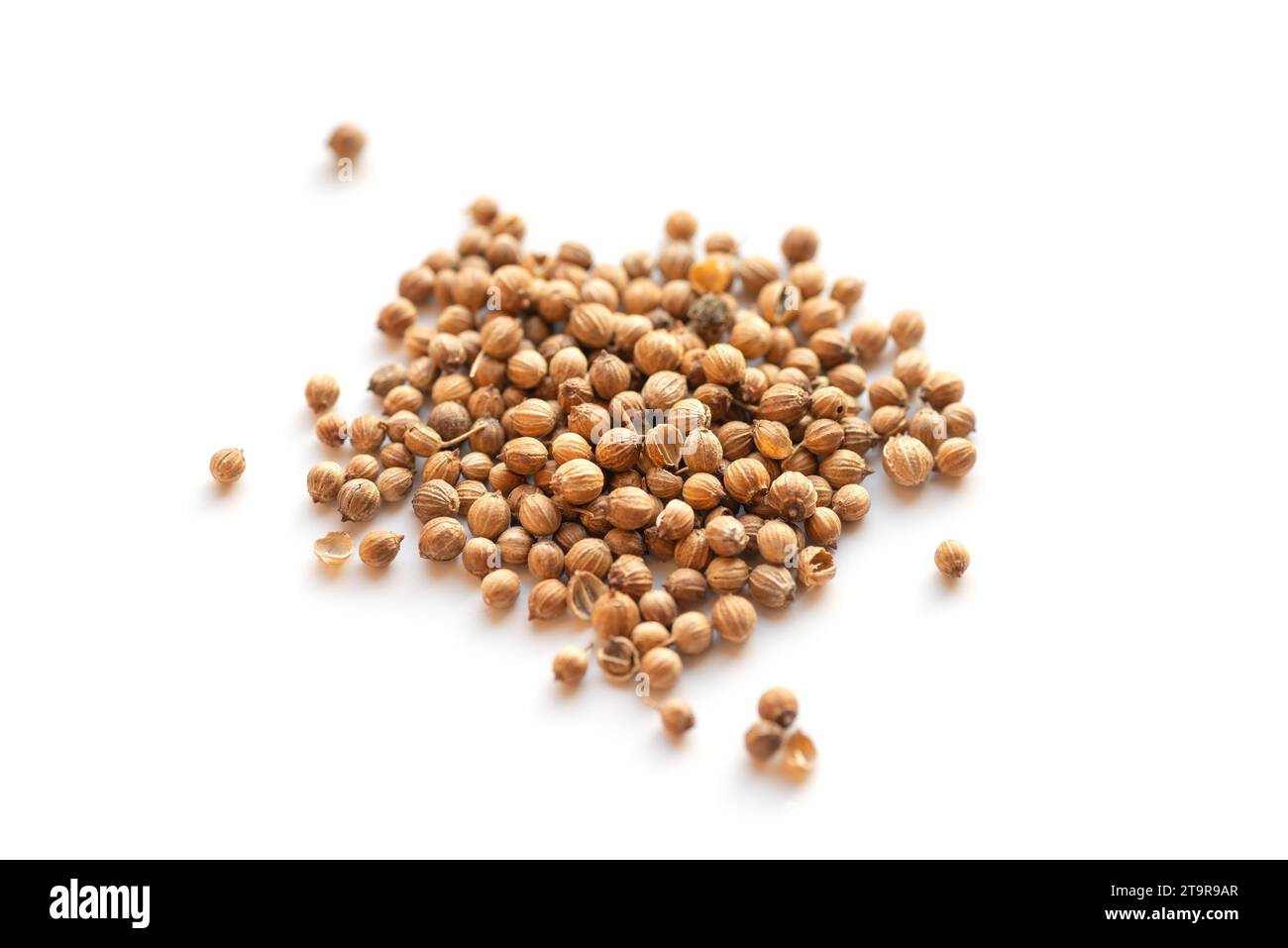 Pile of coriander seeds. Isolated on white Stock Photo - Alamy